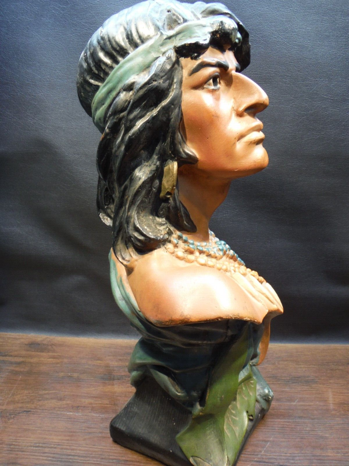 Vintage ORIGINAL Hiawatha Cigar Store Indian Bust Chalkware Hand ...