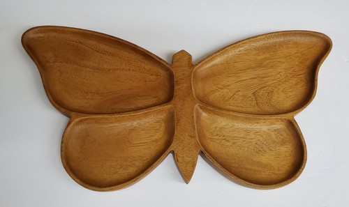 Butterfly Wood Tray Vtg Carib Craft Handmade Haiti Candy Nut Dish ...