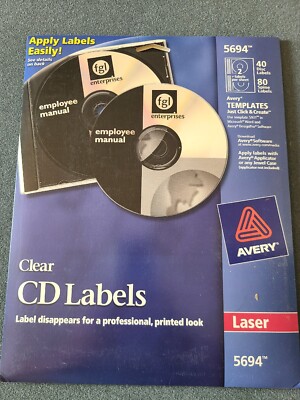 Avery Laser CD/DVD Disc Labels, 40 Disc Labels 80 Spine #5694 - Free ...