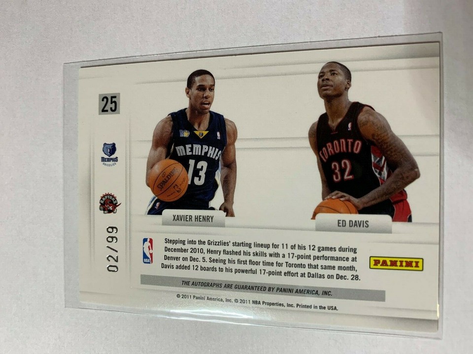 2010-11 PANINI SEASON UPDATE #25 XAVIER HENRY & ED DAVIS AUTOGRAPH RC ...