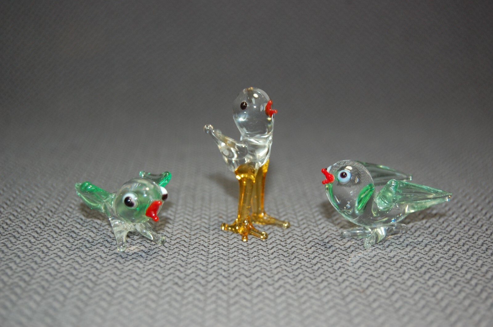 3PC Hand Blown Glass Bird Miniature Figurines | eBay