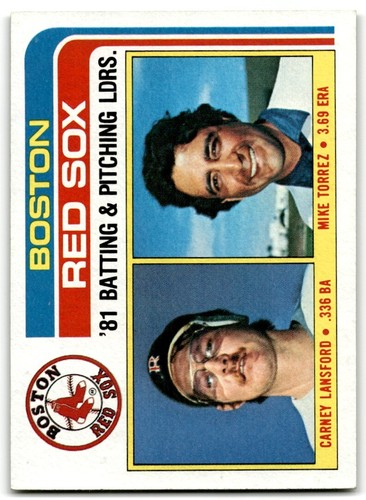 1982 TOPPS RED SOX TEAM LEADERS - CARNEY LANSFORD/MIKE TORREZ BOSTON ...