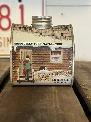 New Old Stock - 1984 Pure Maple Syrup Log Cabin Tin New England ...