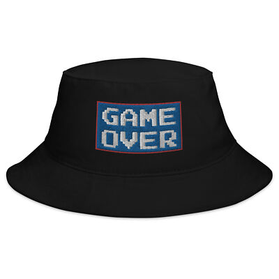 Game Over 8 Bit Embroidered Bucket Hat 80's Classic Gaming Style | eBay