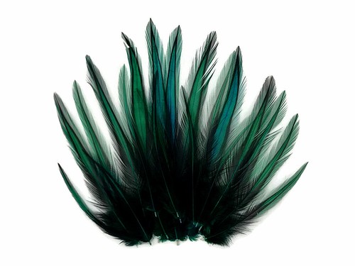 10 Pieces - Peacock Green Dyed BLW Laced Long Rooster Cape Whiting ...