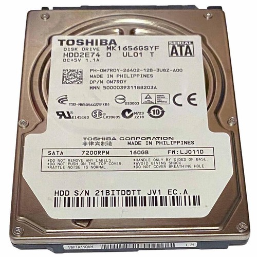 HARD DISK HDD 160GB TOSHIBA SATA 2,5" INTERN Notebook Laptop MK1656GSYF ...