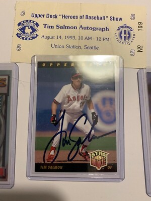 Tim Salmon Signed 1993 Upper Deck Angels Rookie Baseball Card Plus 2 ...