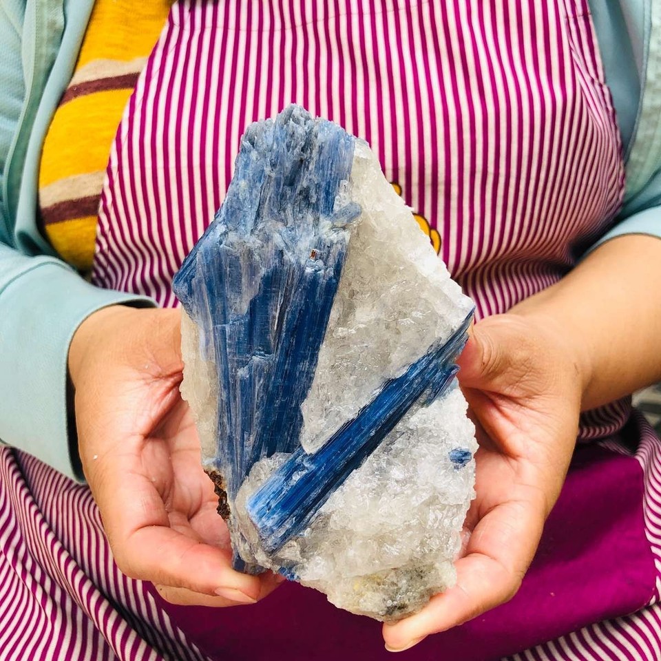 3.67LB 2pcs Natural beautiful Blue KYANITE With Quartz Crystal Specimen ...