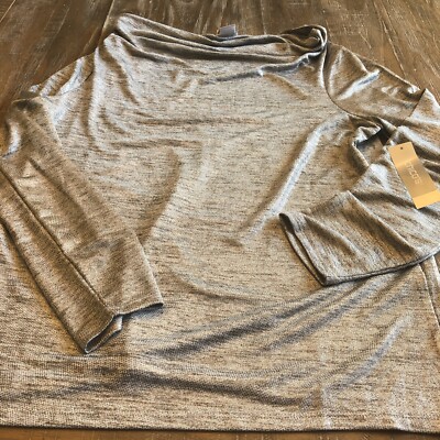 Chicos Metallic Drap Knit Top Size M in Silver | eBay