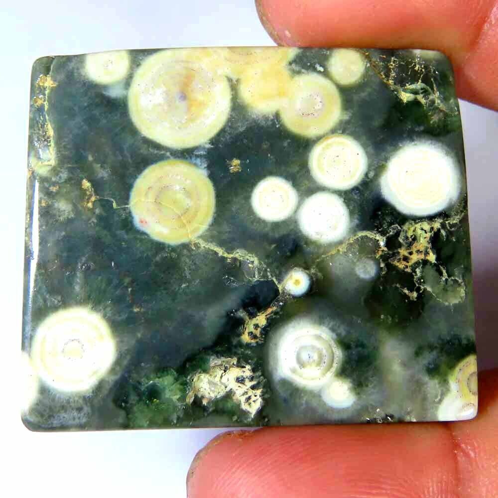 74.70Cts. 100%Natural Super Ocean Jasper Cushion Cabochon 34x40x5mm Top ...