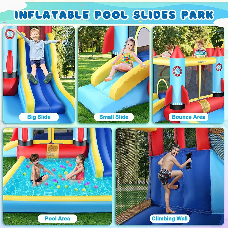 Kids Bounce House with Powerful Blower, Rocket Bounce Castle with ...