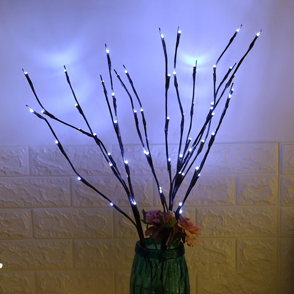 Battery Lighted Branches 31.5 Inch White Branch With 20 White LED