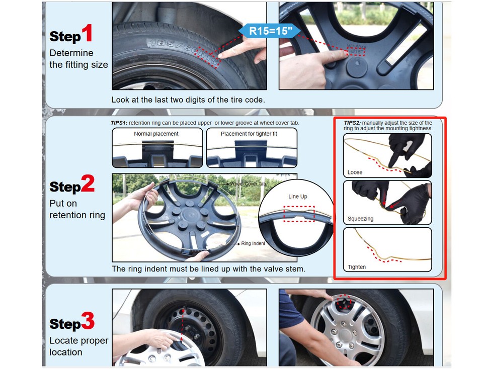 Set of 4 14" Wheel Covers Snap On Universal Full Hub Caps fit R14 Tire ...