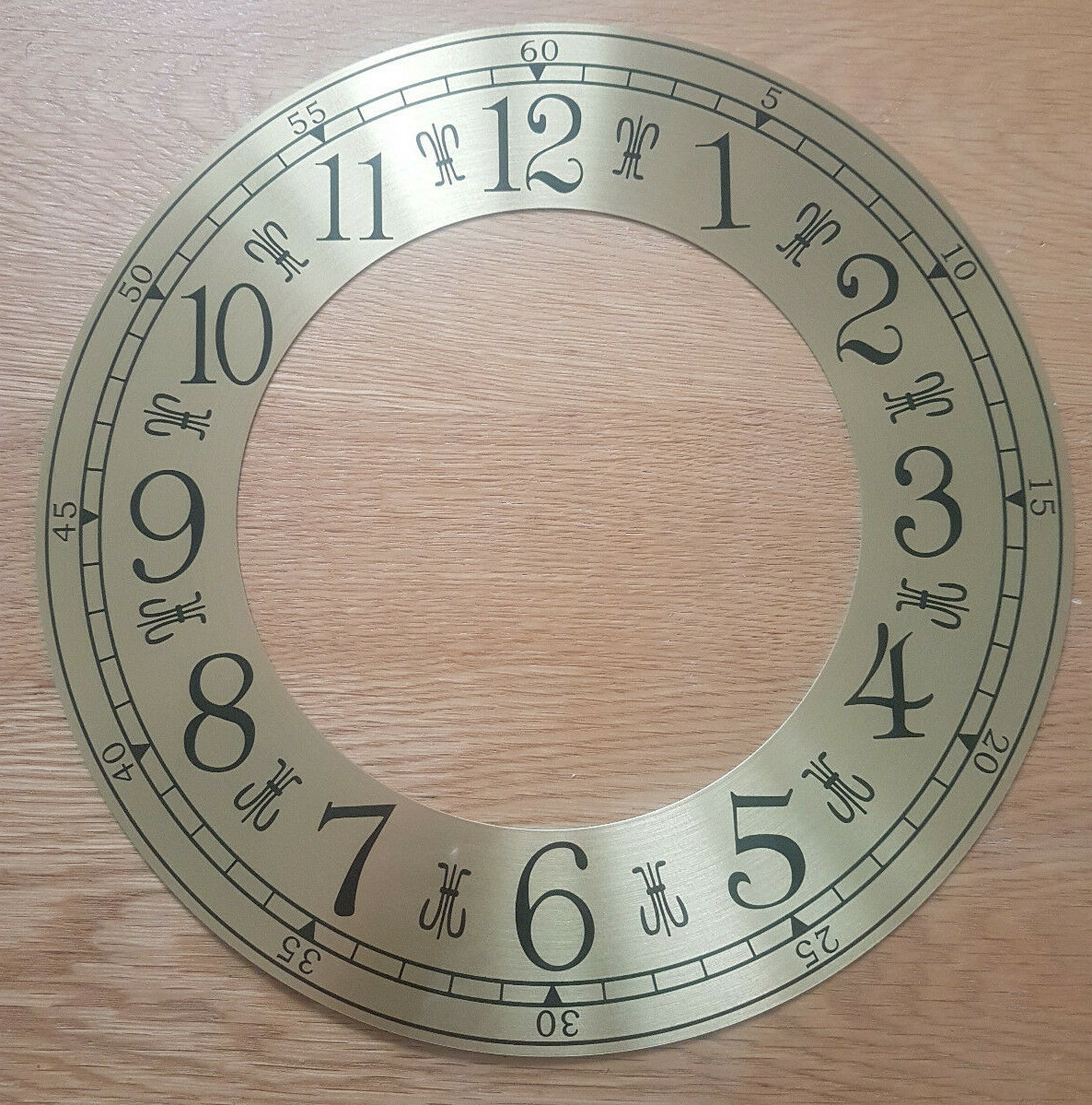 11 Inch Chapter Ring Clock Zone Dial Face - Gold/Brass Arabic Numeral ...