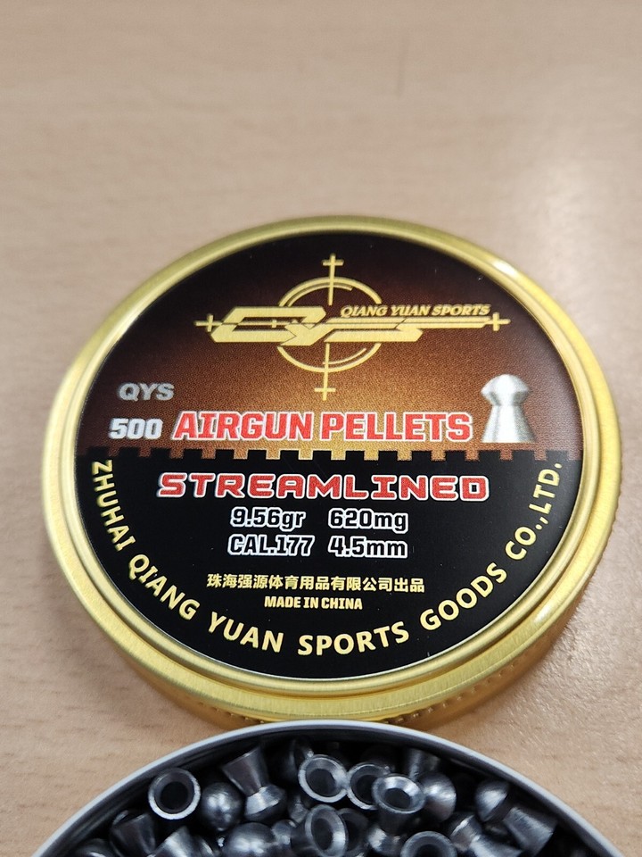 QYS Streamlined 4.50mm .177 Air Rifle Pellets Air Gun Ammo 9.56gr Tins ...