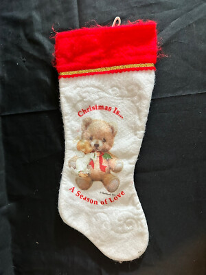 Vintage Morehead Stocking Christmas 12” Teddy Bear Holly Season Of Love ...