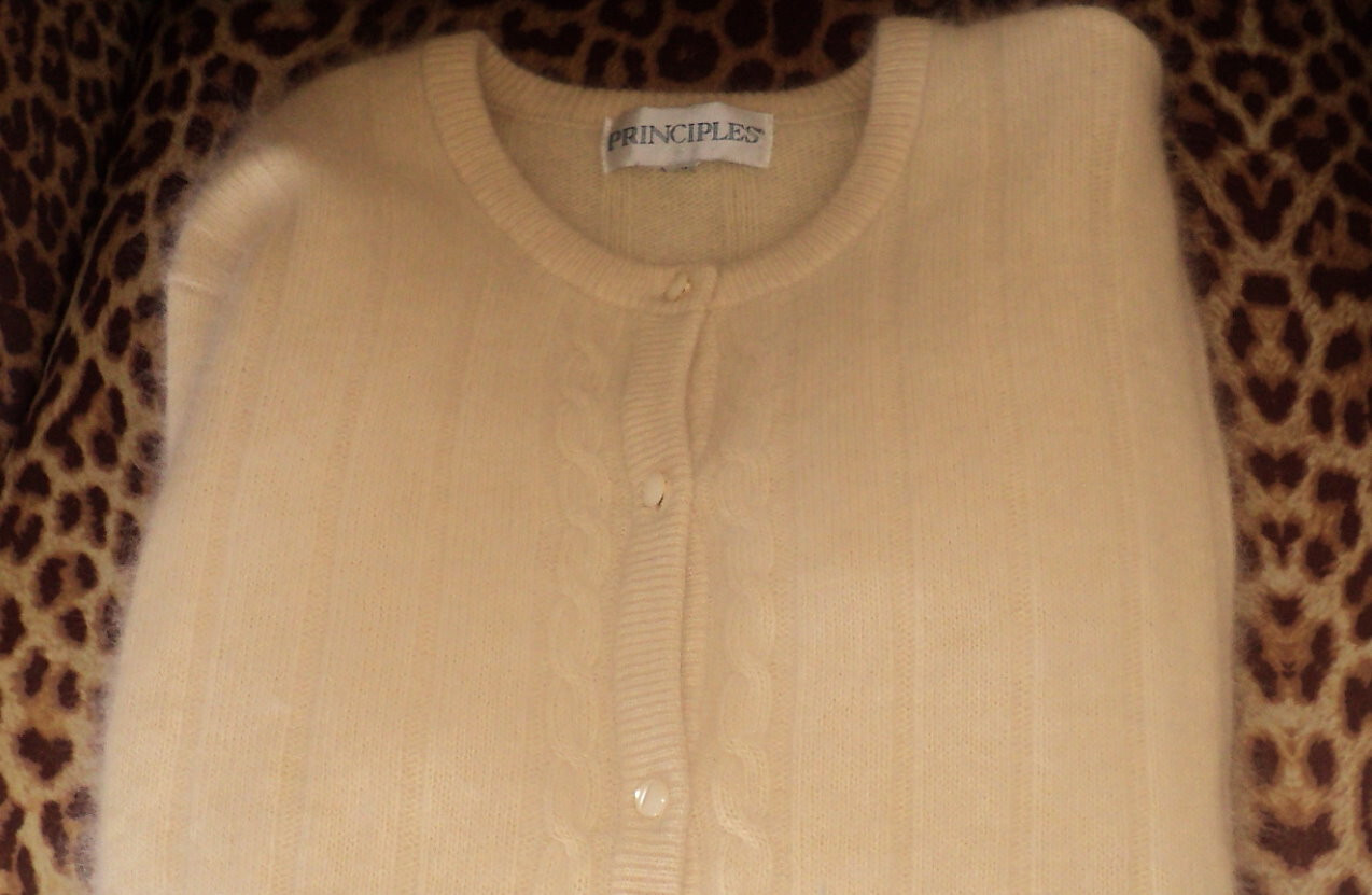 SWEATER Angora Fur Sweater S-M Vanilla Cream Vintage Real Sexy Fluffy Cardigan | eBay