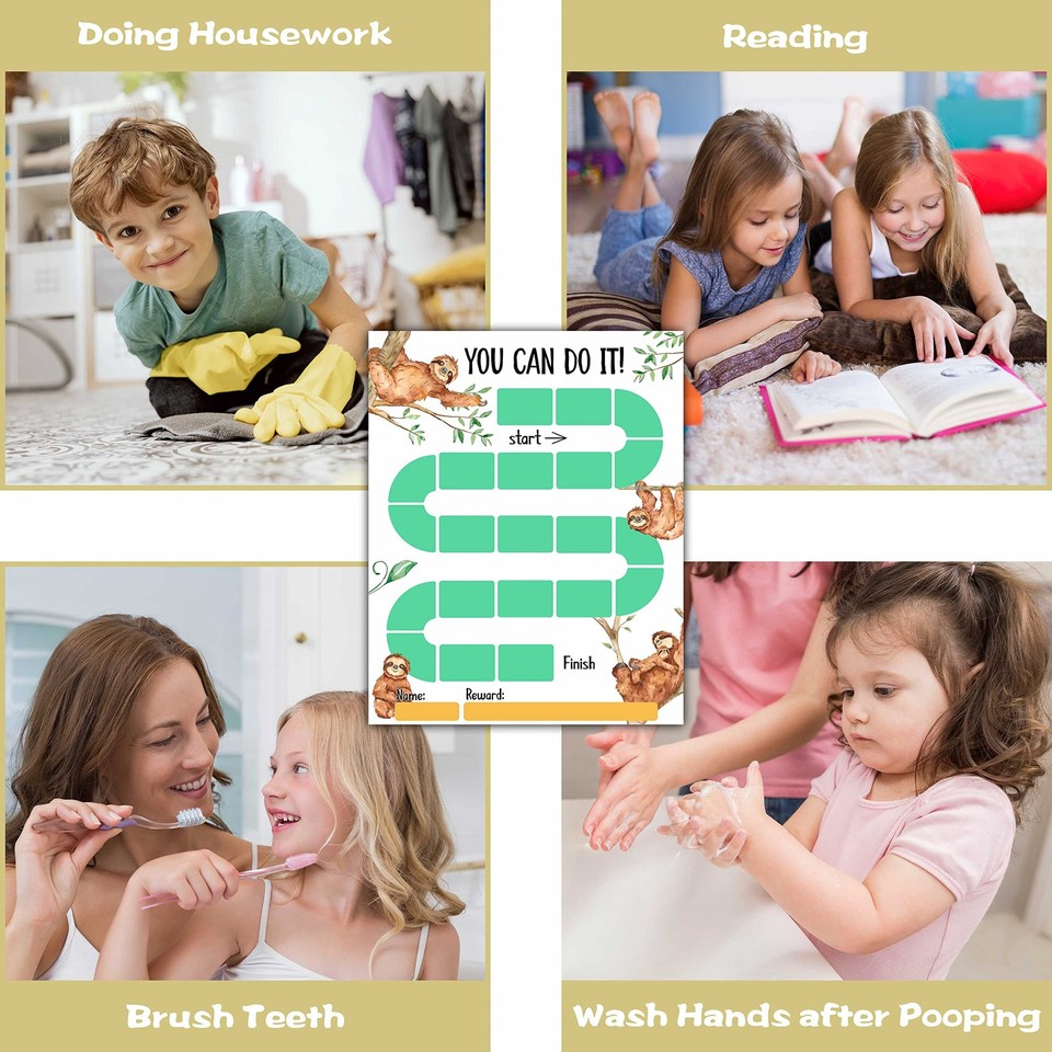 20-Slot Sloth Reward Chart & 432 Stickers - Kids Incentive Behavior ...