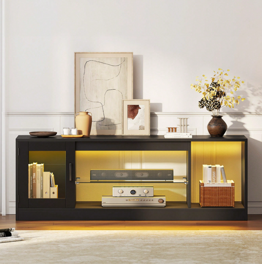 Modern TV Stand Cabinet Unit, 65 Inch TV Unit TV Table w/Shelves for ...