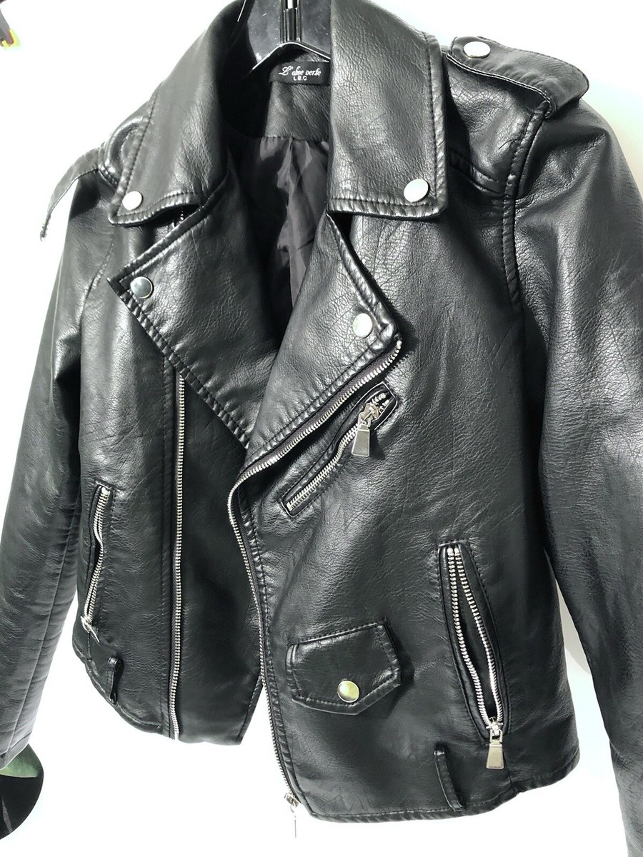 L' Olive Verte Faux Leather Black Biker Jacket Size 2 | eBay L' Olive Verte Faux Leather Black Biker Jacket Size 2 | eBay