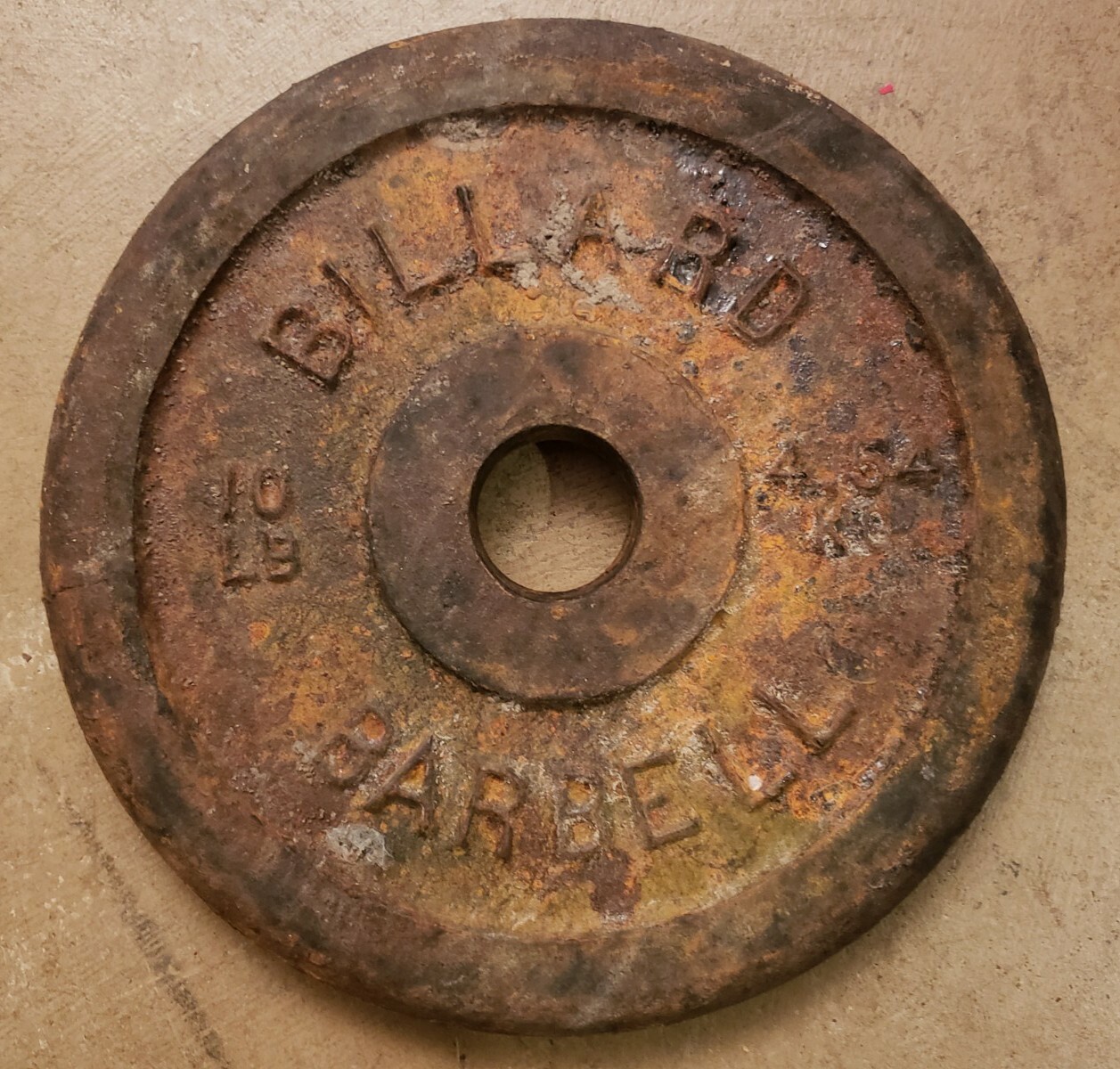Vintage Billard Barbell 10lb Standard Weight Plate Cast Iron | eBay