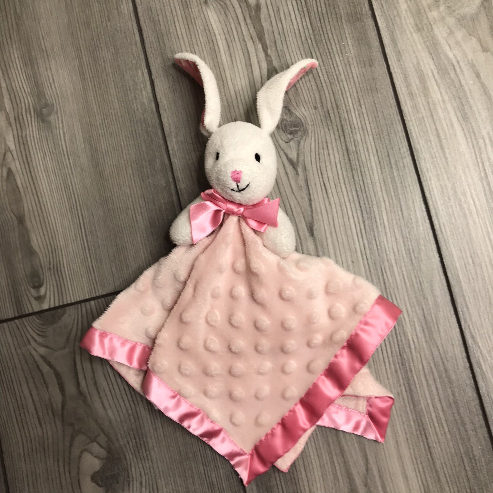 Ashton Drake Bunny Rabbit Pink Bow Minky Security Blanket Hearts Lovey ...