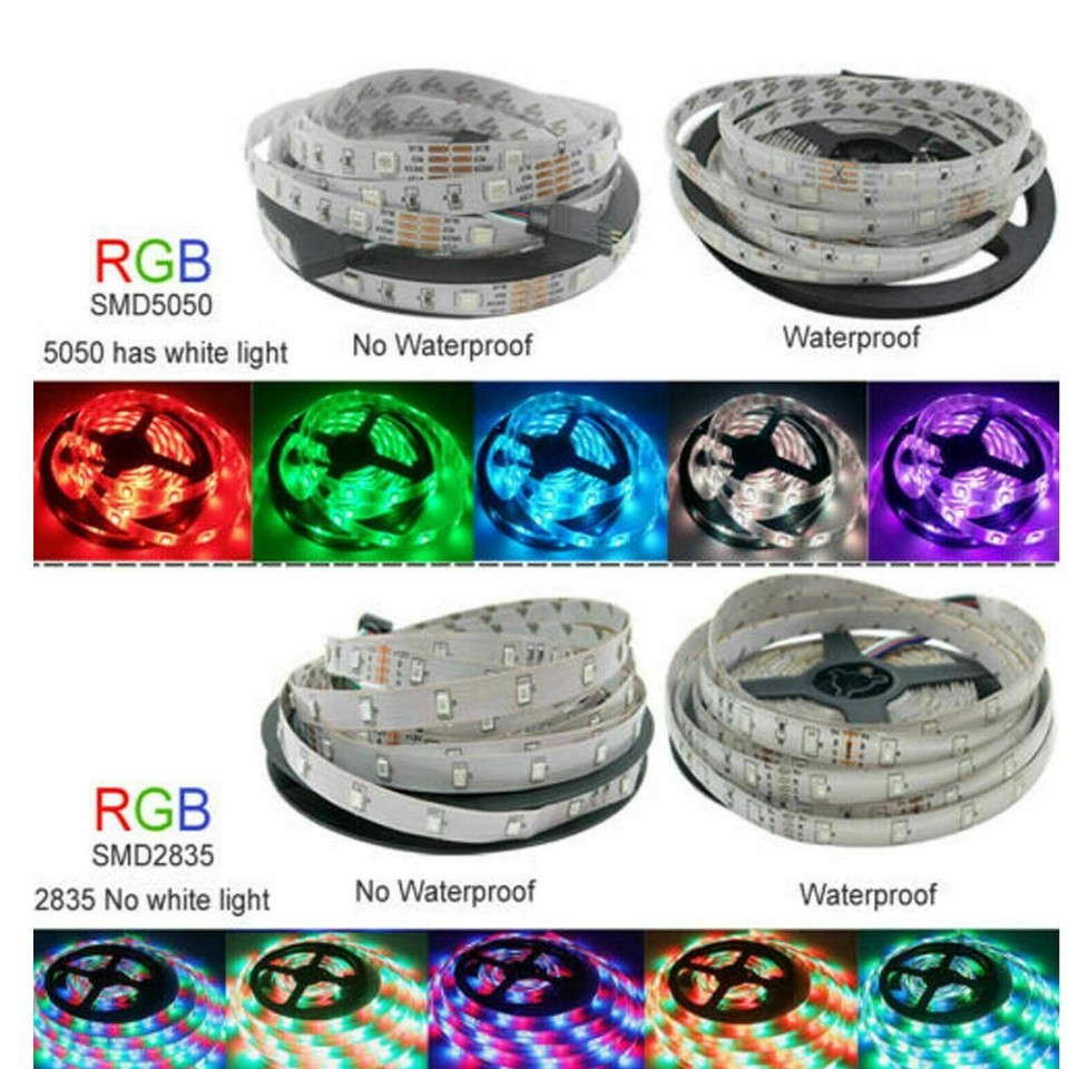 5M 300 LED Strip Lights 3528 5050 SMD RGB Ribbon Tape Roll Waterproof ...