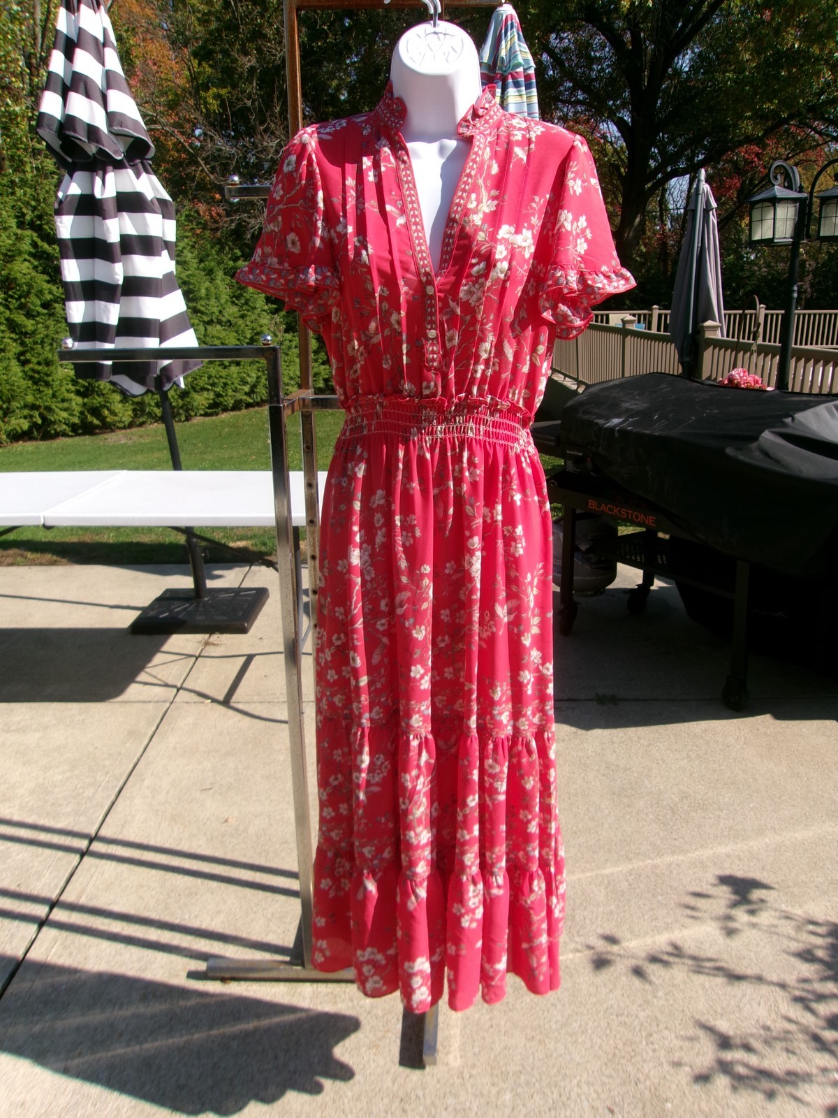 NWT MAX STUDIO LONDON RED CORAL FLORAL MAXI DRESS M $178 | eBay