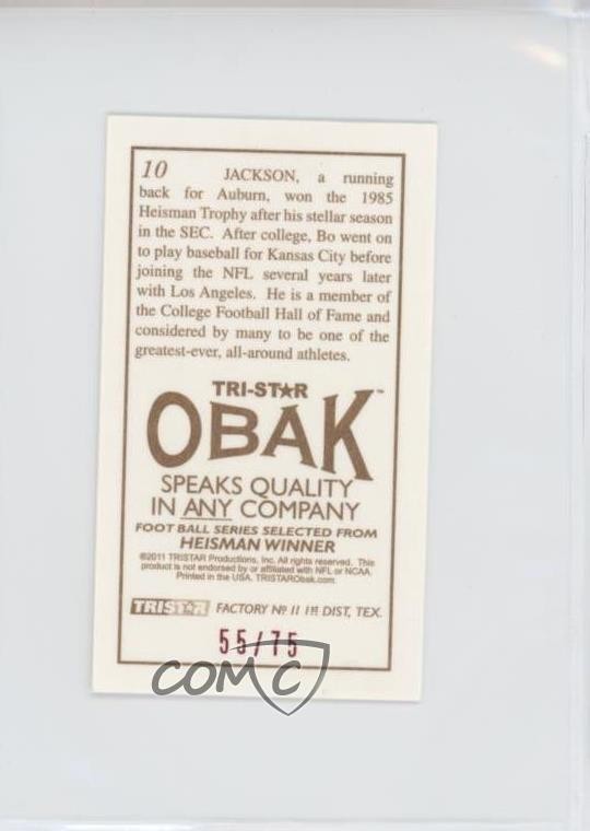 2011 TRI-STAR Obak T212 Mini Brown /75 Bo Jackson #10 | eBay