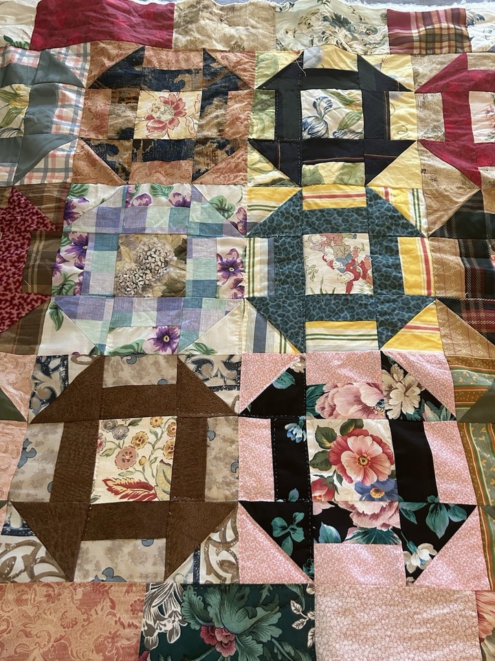 Unfinished Handmade Quilt Top Colorful Patchwork Plus Backing & Batting ...