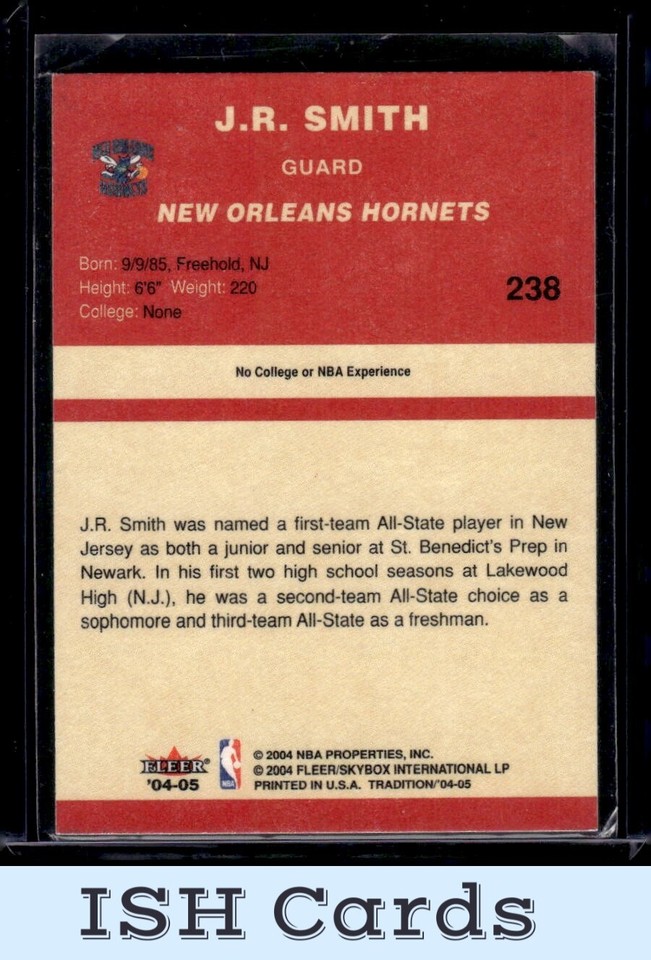 2004 Fleer Tradition J.R. Smith Red #238 New Orleans Hornets Rookie | eBay