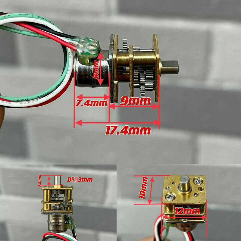 DC 5V 12V Micro 8mm/10mm/15mm 2-phase 4-wire Metal Gearbox Reducer ...