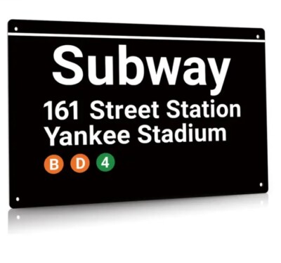 Yankee Stadium New York Subway Station Tin Sign 8x12" + Free Subway Map ...