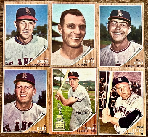 1962 Topps Los Angeles Angels Joe Koppe Ken Hunt Eli Grba Lee Thomas ...