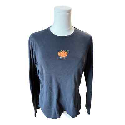 Old Navy Halloween Graphic Long Sleeve T-Shirt Pumpkin Black Women's ...