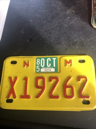 New Mexico motorcycle license plate NM collectible old last tagged 1985 ...