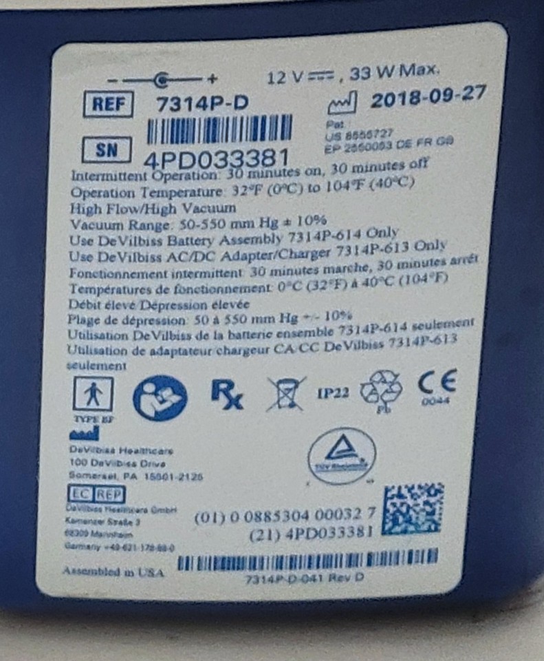 7314P-D DeVilbiss Portable Aspirator Suction Vacuum Pump Kit | eBay