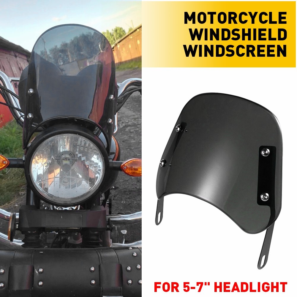 Motorcycle Headlight Windshield Windscreen Universal For 5-7'' Round ...