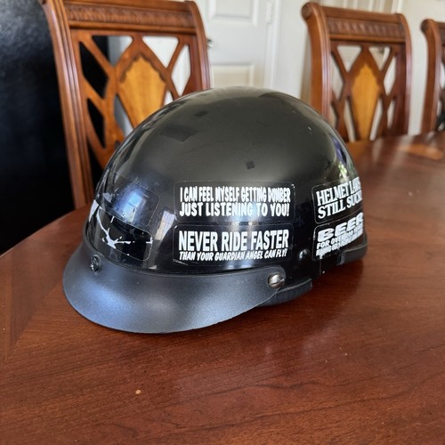 Half Shell Motorcycle Helmet Medium Black DOT FMVSS No. 218 Naughty ...