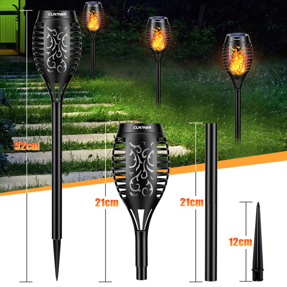 6/12X 12 LED Solar Torch Flame Lights Outdoor Garden Flickering Lamps ...