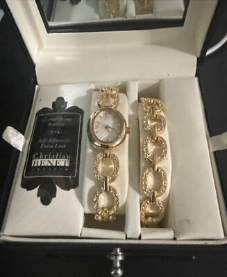 Christian Benet Couture Mother Of Pearl Dial Watch Bracelet Box Set ...