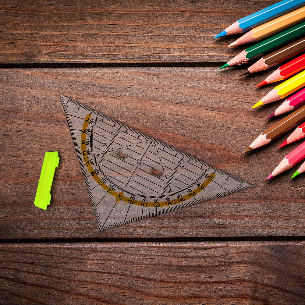 10pcs With Handle Ruler Geometry Triangle For Drawing Measuring Tool ...