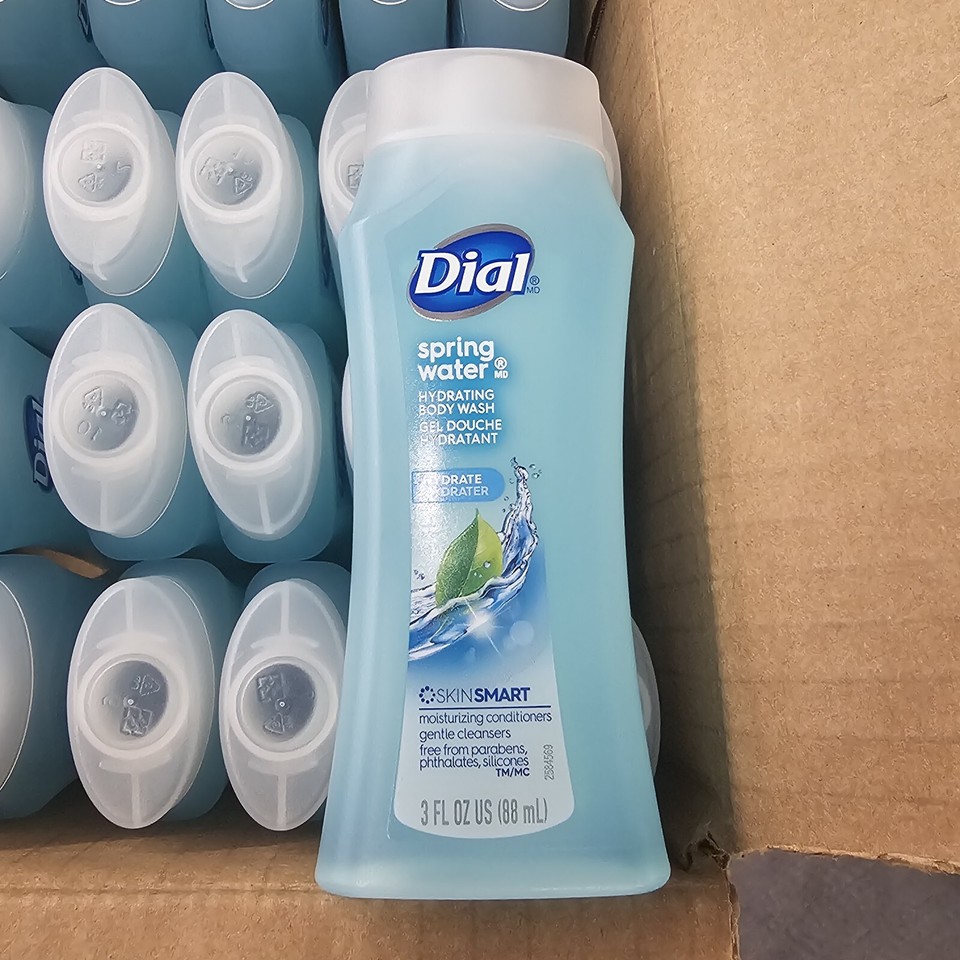 Case Lot of 24 Dial Hydrating Spring Water Body Wash, 3 oz. Travel Size ...
