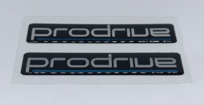2pcs x Autocollant PRODRIVE (73x13mm) Logo 3D Domed decal Noir Chrome ...