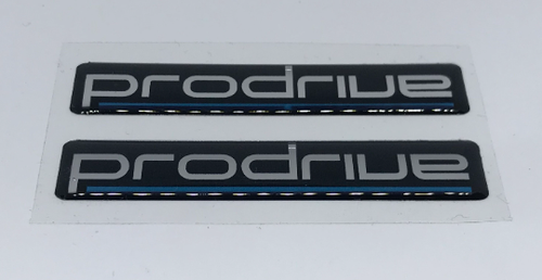 2pcs x Autocollant PRODRIVE (73x13mm) Logo 3D Domed decal Noir Chrome ...