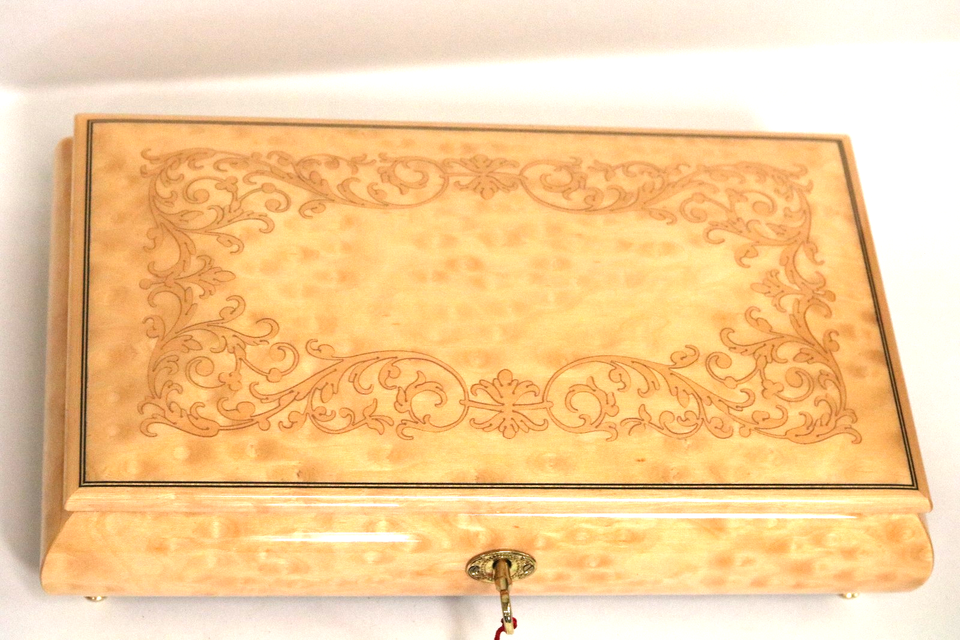 NEW Alice Sturzinger Italy Wood Inlay Romance Swan Lake LG Music Box ...