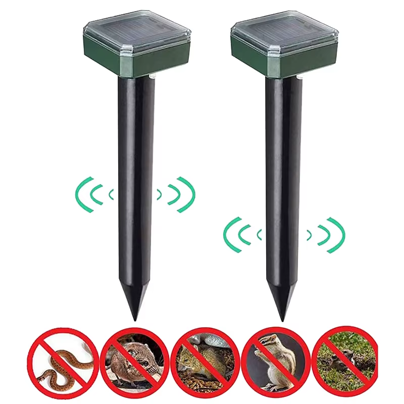 1/2Pcs Solar Mole Repellent IP56 Ultrasonic Solar Mole Repeller Vole ...