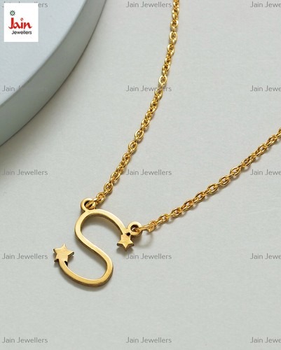 Fine Jewelry 18 Kt Solid Yellow Gold Alphabet Letter S Initial Necklace Pendant | eBay