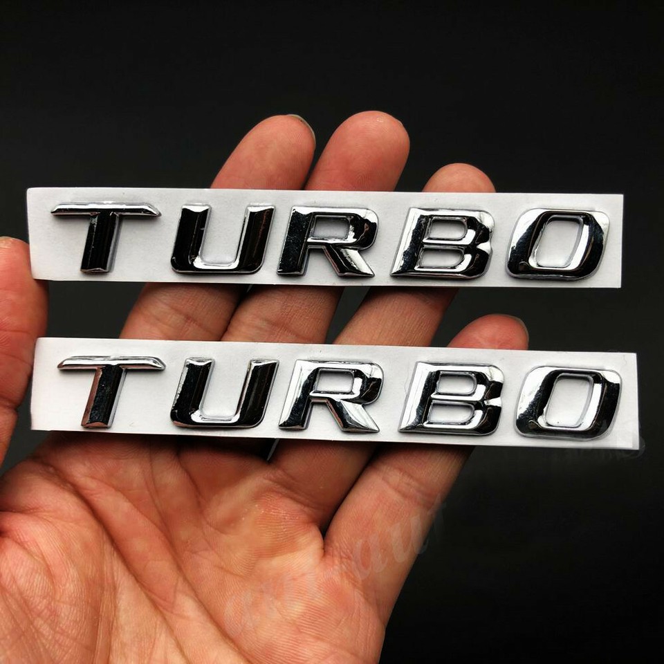2x Metal Chrome Turbo Car Emblem Badge Decal Stickers V6 V8 V12 Biturbo ...