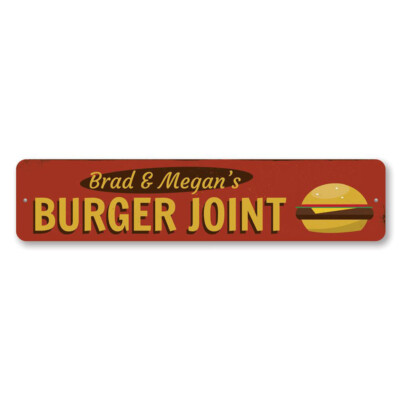 Personalized Burger Joint Hamburger Name Sign Kitchen Food Restaurant ...